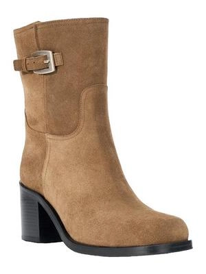 Staud STAUD Brooklyn Distressed Leather Ankle Boots With Buckle Detail Husk