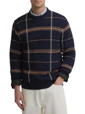 Barbour Fasey Cable Tartan Crewneck Sweater - Navy