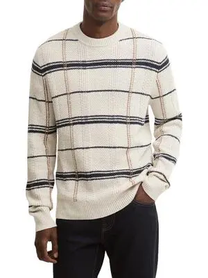 Barbour Fasey Cable Tartan Crewneck Sweater - Whisper White