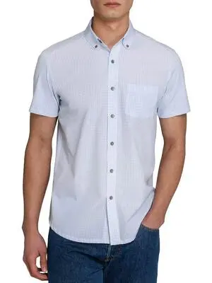W.R.K Circle Geo Reworked Short Sleeve Button-down Shirt - Navy/blue