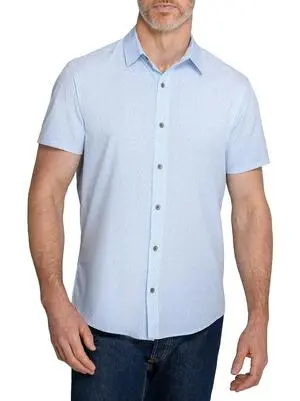 W.R.K Abstract Stripe Short Sleeve Performance Button-down Shirt - Blue