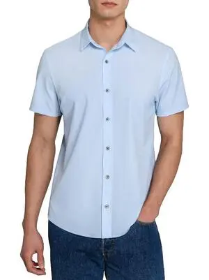 W.R.K Abstract Geo Performance Short Sleeve Button-down Shirt - Light Blue