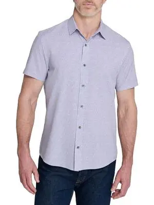 W.R.K Slim Fit Abstract Performance Short Sleeve Button-up Shirt - White