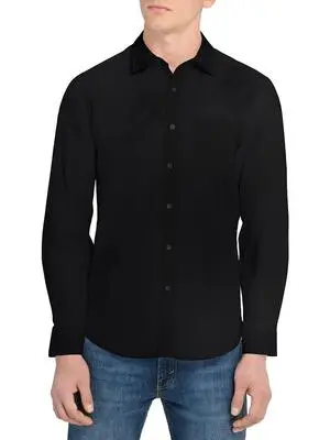 W.R.K Hudson Reworked Slim Fit Solid Cotton Button-up Shirt - Black