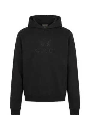 Gucci Logo Embroidered Hoodie - Black