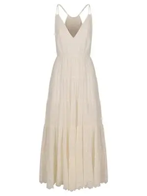 Celine Cotton-silk Crepon Maxi Dress With Broderie Anglaise - Ivory