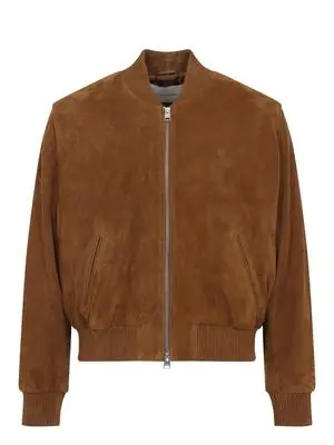 AMI Paris Suede Goat Leather Zip-up Bomber Jacket - Brown