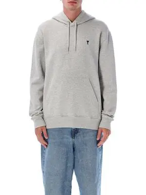 AMI Ami Paris Embroidered Heart Logo Loopback Cotton Hoodie With Dropped Shoulders