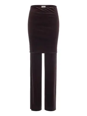 Andamane THE ANDAMANE Jersey Maxi Skirt Over Pants Dark Brown