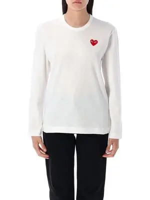 Play Comme Des Garcon Comme Des Garcons Play Unisex Long Sleeve T-Shirt With Chest Heart Logo Bianco