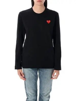 Play Comme Des Garcon Comme Des Garcons Play Unisex Long Sleeve T-Shirt With Chest Heart Logo Nero