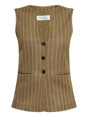 Max Mara MAX MARA Pinstriped Tailored Vest Kaki