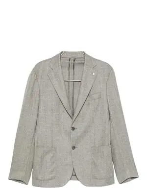 LUIGI BIANCHI Herringbone Single-breasted Blazer - Grey