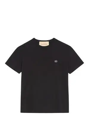 Valentino Garavani Valentino Cotton Crewneck T-Shirt With Logo Black