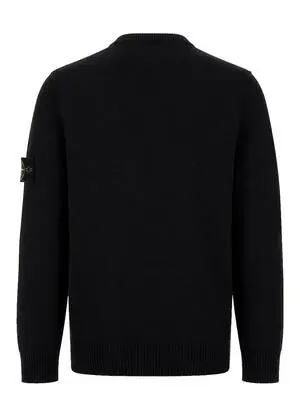 Stone Island STONE ISLAND Wool-Blend Crewneck Sweater With Signature Sleeve Patch Black