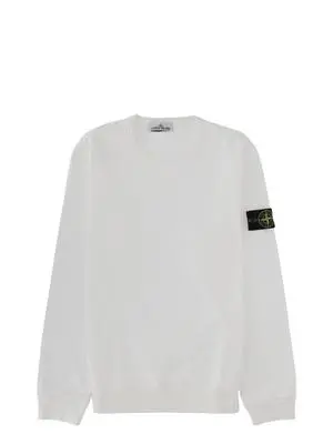 Stone Island Cotton Crewneck Sweatshirt With Logo Patch - White