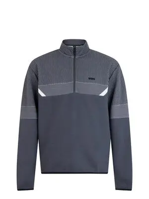 BOSS Cotton-blend Zip-up Sweatshirt With High Collar - Grey