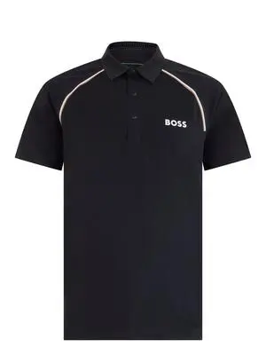 BOSS Short-sleeve Tech Polo With Reflective Details - Black