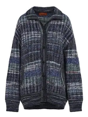 Missoni Missoni Maxi Wool Blend Cardigan Blue