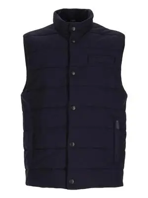 FAY Quilted Puffer Vest With Stand Collar - Blue