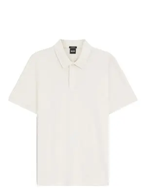 BOSS Geometric-jacquard Polo Shirt In Cotton - White