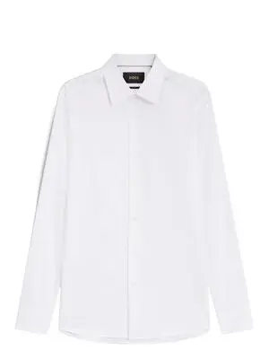 BOSS Slim-fit Shirt In Micro-structured Italian-made Cotton - White
