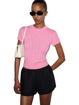 REFORMATION Darcy Cashmere T-shirt Pink