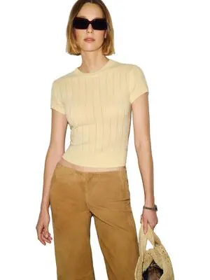 REFORMATION Darcy Cashmere T-shirt Yellow