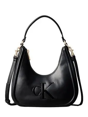 Calvin Klein Embossed Monogram Crescent Bag - Black
