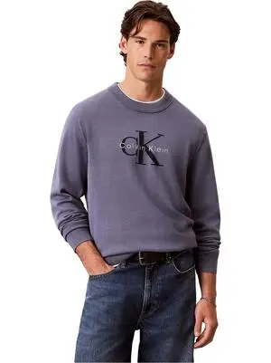 Calvin Klein Calvin Klein Jeans Monologo Graphic Relaxed Fit Cotton Sweater Grisaille