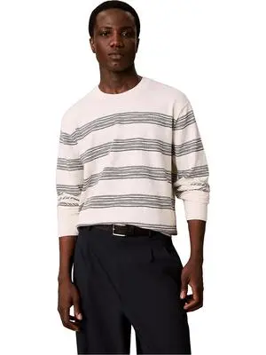 Calvin Klein Space Stripe Crewneck Sweater - Tofu