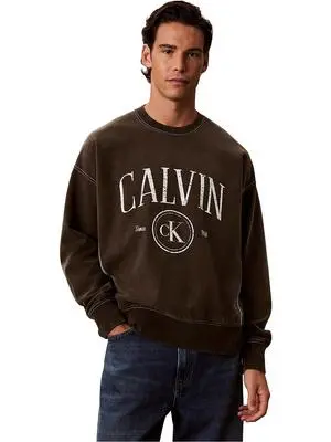 Calvin Klein Terry Logo Graphic Relaxed Sweatshirt - Dark Coffee