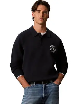 Calvin Klein Varsity Logo Polo Sweater - Dark Sapphire