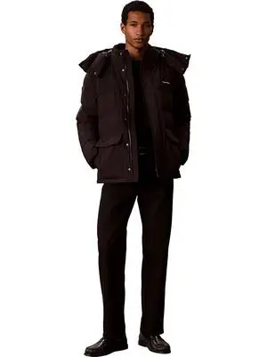 Calvin Klein Matte Hooded Down Puffer Jacket - Black