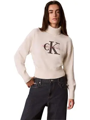 Calvin Klein Monologo Turtleneck Sweater - Tofu