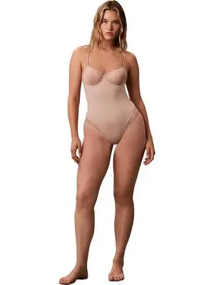 Calvin Klein Perfectly Fit Lace Shapewear Bodysuit - Cedar