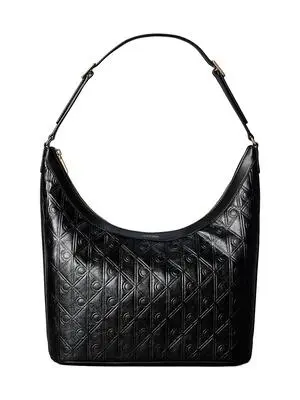 Calvin Klein Debossed Allover Emblem Logo Shoulder Bag - Black