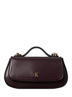 Calvin Klein Monogram Crossbody Bag With Top Handle - Fudge