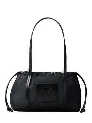 Calvin Klein Embossed Monologo Satchel Bag - Black