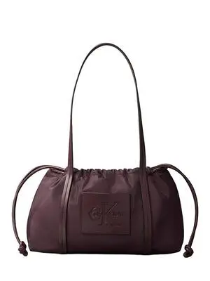 Calvin Klein Embossed Monologo Satchel Bag - Fudge