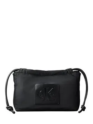 Calvin Klein Calvin Klein Nylon Monologo Crossbody Bag With Drawstring Closure Black