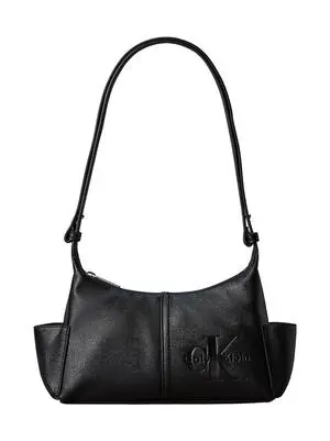 Calvin Klein Embossed Monologo Crossbody Bag - Black