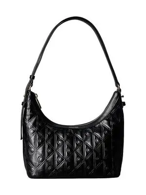 Calvin Klein Debossed Allover Emblem Logo Small Shoulder Bag - Black