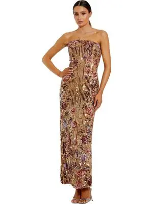 MAC DUGGAL Mac Duggal Petite Embellished Strapless Column Gown