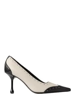 JIMMY CHOO Jimmy Choo Ixia 80 Black And Bone Nappa Leather Pumps With Broguing