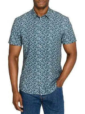 W.R.K Leaf Print Short Sleeve Button-up Shirt - Green