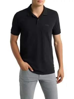 BOSS Pio Piqué Pima Cotton Polo - Black