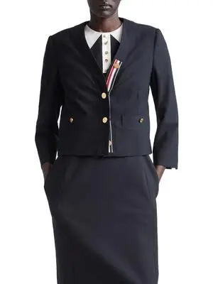 Thom Browne Wool Cardigan Jacket - Navy