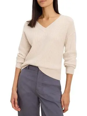 NIC+ZOE Textured V-neck Sweater - Coconut
