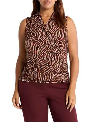 Anne Klein Faux Wrap Sleeveless Top - Barolo Multi